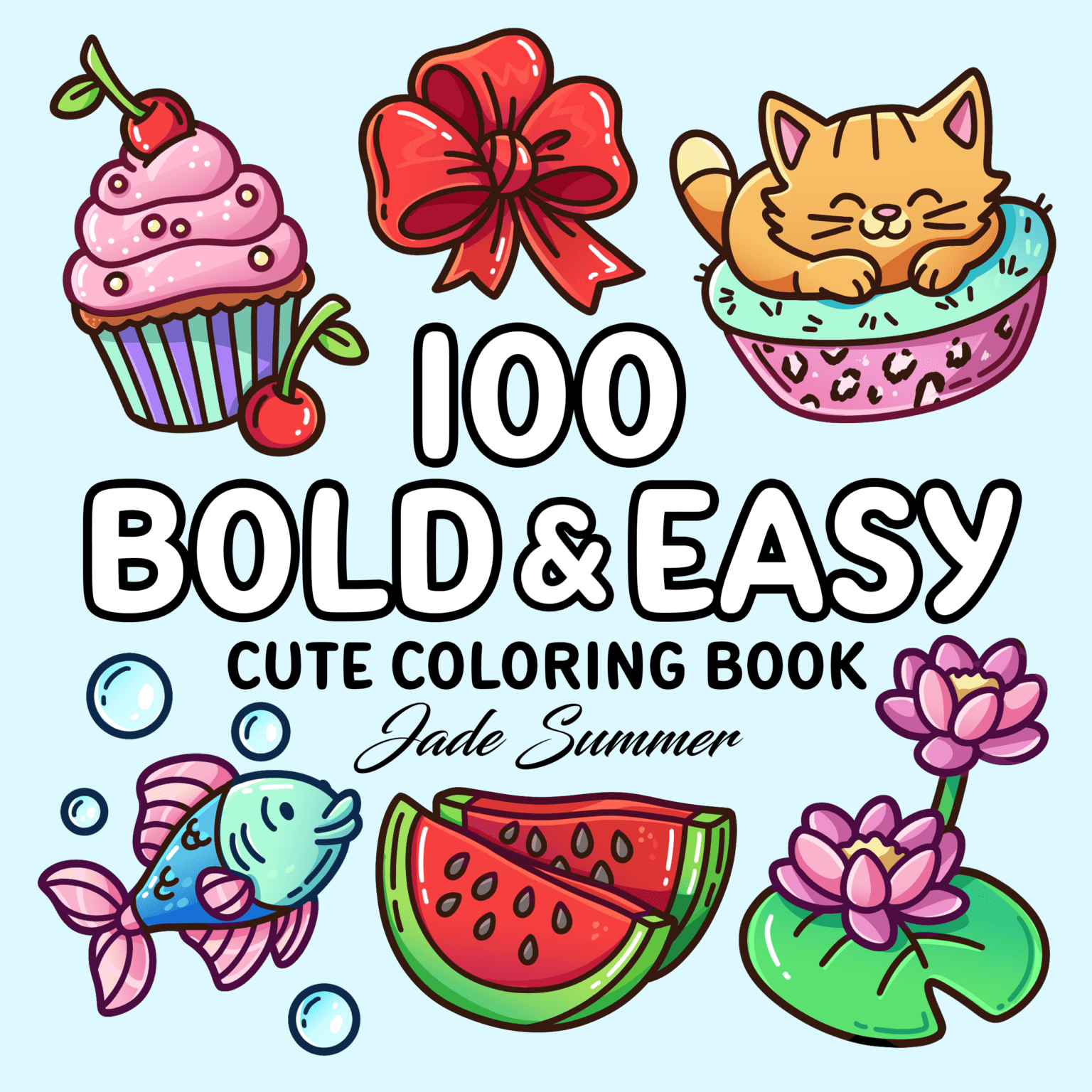 100 Bold and Easy Coloring Book | Jade Summer