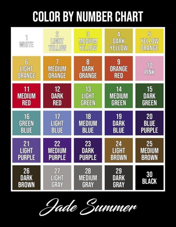 Color by Number Chart – Jade Summer