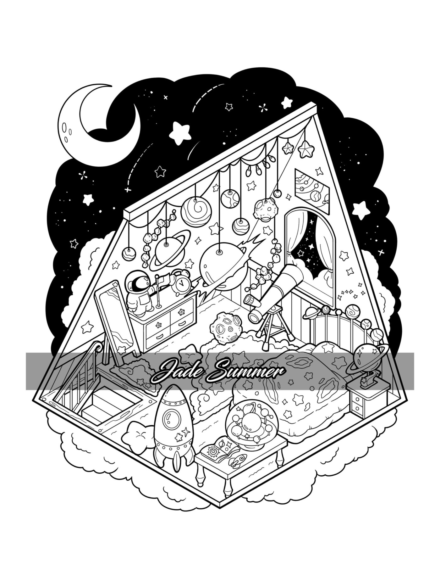 Tiny Rooms Coloring Book – Jade Summer